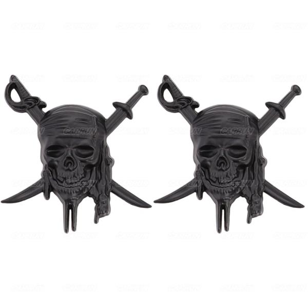 商品名:  CARRUN 2X Skull Buccaneers Automobile Emblem Metal Badge Sticker Car Side Rear Front Hood Trunk Door Fender Bumper...