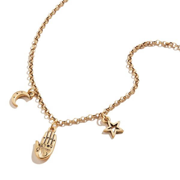 商品名: Alex and Ani 幸運の調節可能なネックレス レディース パームペンダント ラファエリアン仕上げ 20~22インチ, One Size Alex and Ani Good Fortune Adjustable Neckla...