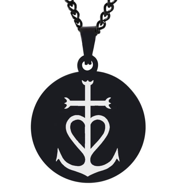 商品名:  Dacai Black Plated Faith Hope Charity Anchor Heart Stainless Steel Cross of Camargue Gardians Pendant Trendy Neckl...