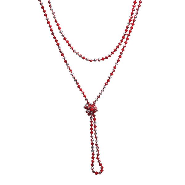 商品名:  SWEETRAINBOWN Colored Glass Beaded Sweater Necklace,Long Endless Handmade Strand Necklace Knotted Jewelry Costume ...