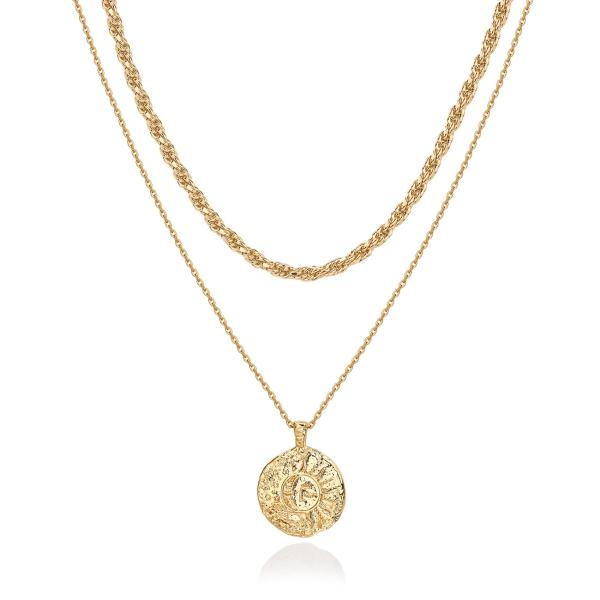 商品名: 21C-N03 重ね付けネックレス, 金属, キュービックジルコニア, PAVOI 14K Gold Plated Layered Moon Pendant Necklace | Layering Necklaces for Wo...