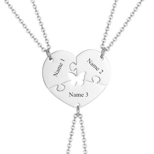 商品名:  Stainless Steel Personalized Gold/Black/Silver Plating Heart Butterfly Puzzle Piece Matching Friendship Necklaces ...