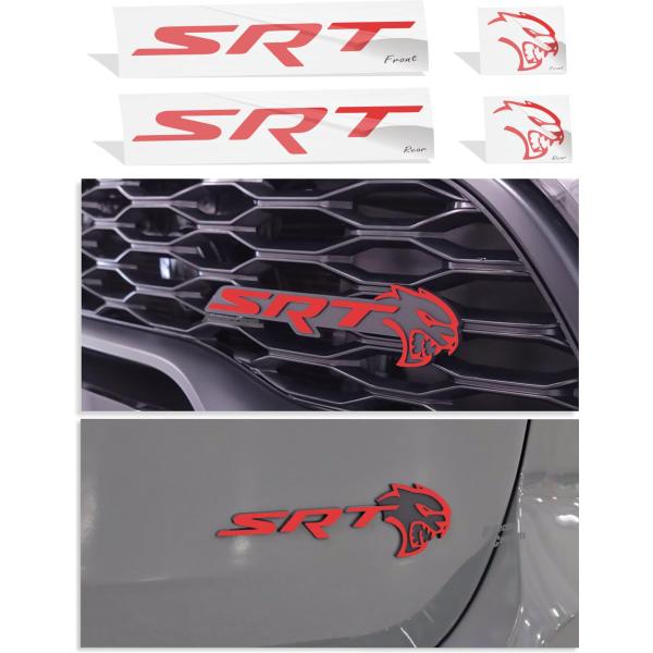 商品名:  Reflective Concepts 2021, 2023 Durango SRT Hellcat Front and Rear SRT Emblem Overlay Decal Stickers - (Color: Refl...