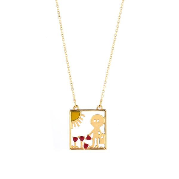 商品名:  KJEE Gorgeous Geometric Cartoon Simpson Pedant Necklace Cute Colorful Square Hollow-out Pendant Necklace For Women...
