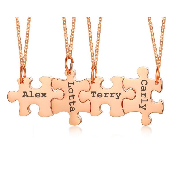 商品名: ゴールドメッキ ステンレススチール 3パズル BFF Best Friend We Will Always be Connected フレンドシップネックレスセット 3人用 BFF フレンドシップジュエリーギフト 名前入りパズルピ...