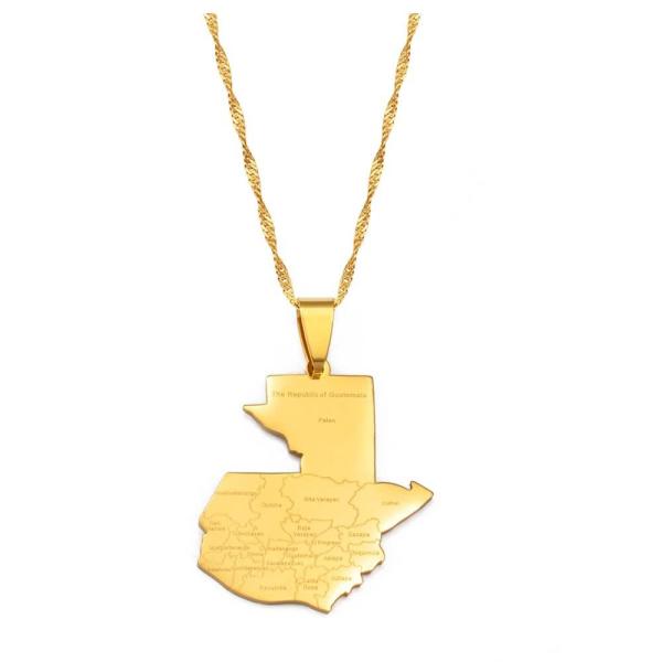 商品名: ZFHUAFENG レディース ネックレス グアテマラマップ 都市名ペンダントネックレス レディース ガールズ ジュエリー グアテマラン, 45cm Thin Cha" ZFHUAFENG Womens Necklace,Guat...