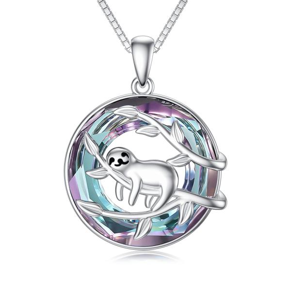 商品名: POPKIMI 卒業ギフト 彼女へのナマケモノネックレス 925スターリングシルバー ナマケモノネックレス サークルクリスタル付き ジュエリーギフト レディース ガールズ 娘 母 誕生日に, スターリングシルバー, キュービックジ...