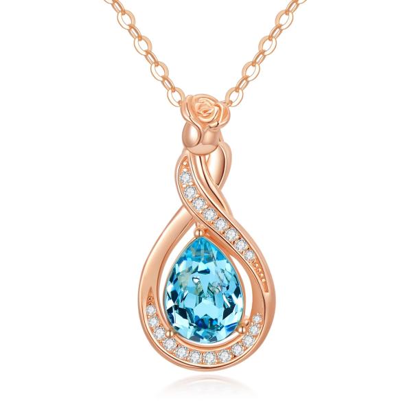 商品名: TOUPOP ローズネックレスジュエリー レディース インフィニティペンダント ブルーサファイアクリスタル付き オーストリア製 ファインアニバーサリー 誕生日 フラワーギフト 女性 女性 女性 ティーン 女の子 母 TOUPOP ...