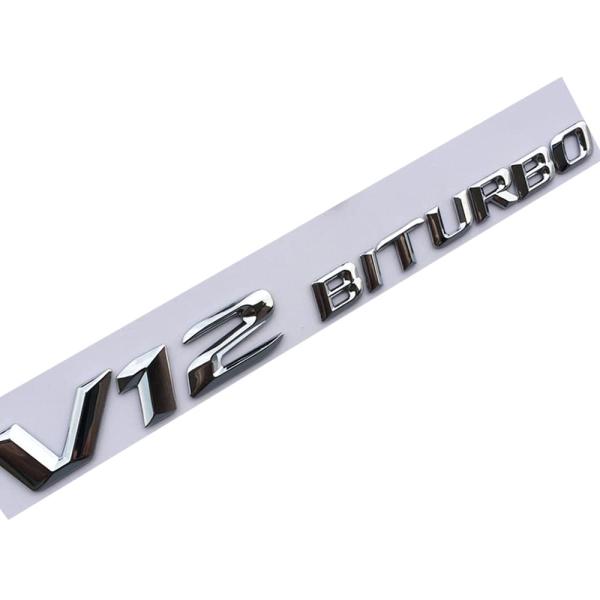 商品名: クローム V12 BITRUBO 文字エンブレムバッジ メルセデスベンツフェンダーサイドスーパーチャージターボロゴカースタイリングリフィッティングステッカー Chrome V12 BITRUBO Letters Emblem Ba...