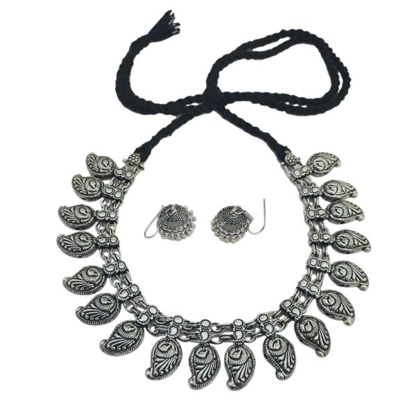 商品名: athizay thread ジュエリーセット メタルビーズ付き ブラックスレッドが絡み合っています 風変わりな女性用ネックレスセット 手作り襟チョーカーネックレス, Choker, 金属, 宝石なし athizay thread...