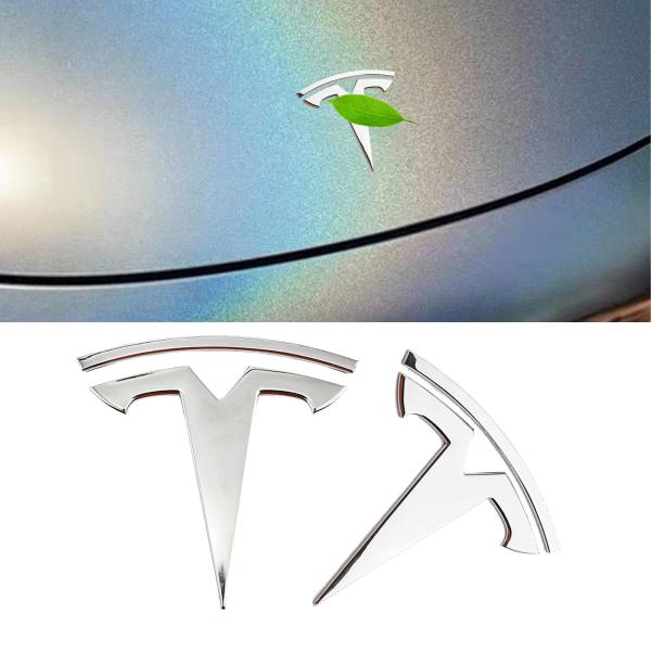 商品名: yhcdsea 車用オリジナルロゴ 3Dバッジ メタル交換用ステッカー Tesla Model 3 フロントバックトランク Tロゴ交換用エンブレムステッカー アクセサリー (シルバー) yhcdsea Car Original L...