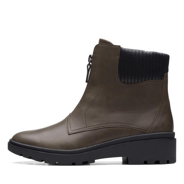 商品名: Clarks Women's Calla Zip Mid Calf Boot, Dark Olive Leather, 8.5 Wide Clarks Women's Calla Zip Mid Calf Boot, Dark O...