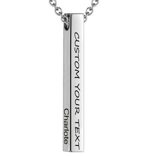 商品名:  Enni of York Personalized necklace Custom text Vertical Cuboid Bar Rectangle Pendant necklace Stainless Steel neck...