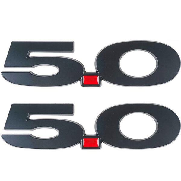 商品名: ペア セット 5.0 エンブレム リットル ドア 3D フェンダー サイド 粘着 バッジ プレート 右 左 デカール ステッカー 交換用 150 (2011-2014, ブラック レッド) Pair Set 5.0 Emblem ...