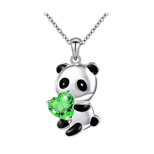 商品名: Shulemin ネックレス レディース ペンダント ファッションジュエリー バレンタイン ギフト パンダ エンブレイス ハート 絶妙なジュエリー カートゥーン アニマルネックレス ビーズネックレスセット 彼女へのギフトに グリー...
