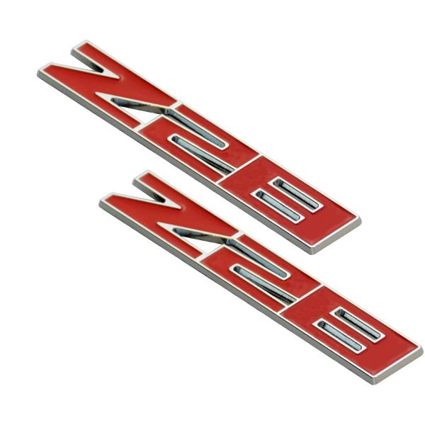 商品名: Z28 エンブレム 3D メタルバッジ デカール ロゴ トリムステッカー 交換用 ユニバーサルカー用 (シルバーレッド) 2 Pack Z28 Emblem 3D Metal Badge Decal Logo Trim Stick...