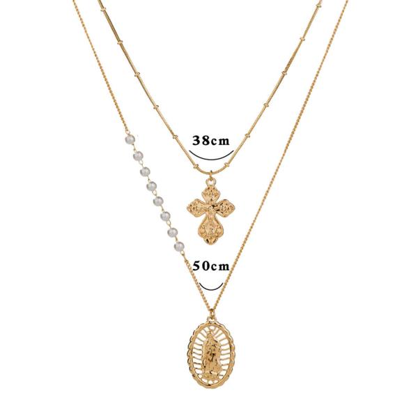 商品名:  Necklace Chain for Women Girls, Women Fashion Long Virgin Mary Cross Pendant Multi-layer Necklace Clavicle Chain P...