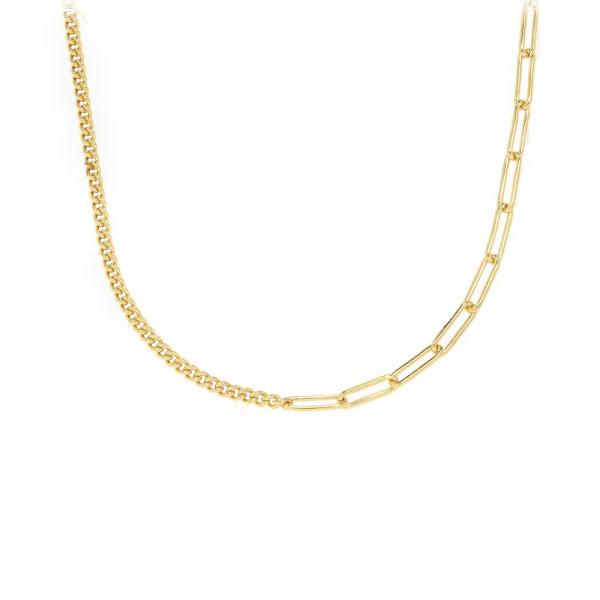 商品名:  Oak&amp;Luna - Half Gourmette &amp; Half Link Chain Necklace (18") - Custom Personalized Dainty Name Jewelry - Ste...