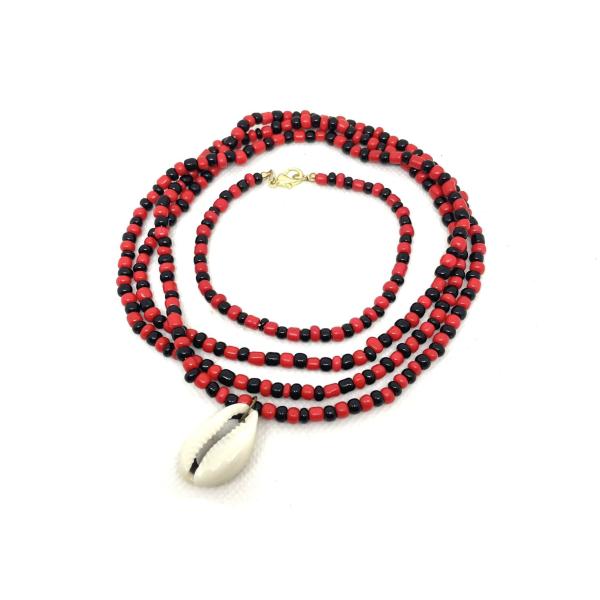 商品名:  Elegua Eleke Collar with Cowrie Shell Pendant and Ide Bracelet Orisha Protection Bundle Santeria IFA Yoruba Lucumi...
