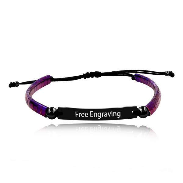 商品名:  Personalized Handmade Braided Rope ID Plate Couples Bracelets for Women Men Dad Stainless Steel Engraving Name Pla...