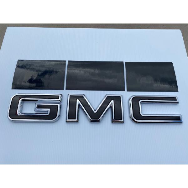 商品名:  EmblemsPlus Gloss Black (Blackout) GMC Sierra AT4 SLE SLT Denali Elevation Base 1500 2500 Rear Tailgate GMC Emblem...