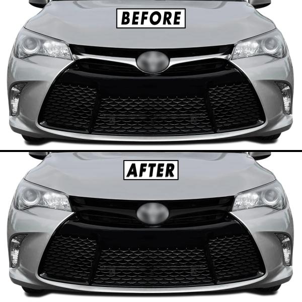 商品名: SlickMod クロム 削除 ブラックアウト ビニール オーバーレイ 2015-2017 トヨタ カムリ フロント グリル トリム (グロスブラック) SlickMod Chrome Delete Blackout Vinyl ...
