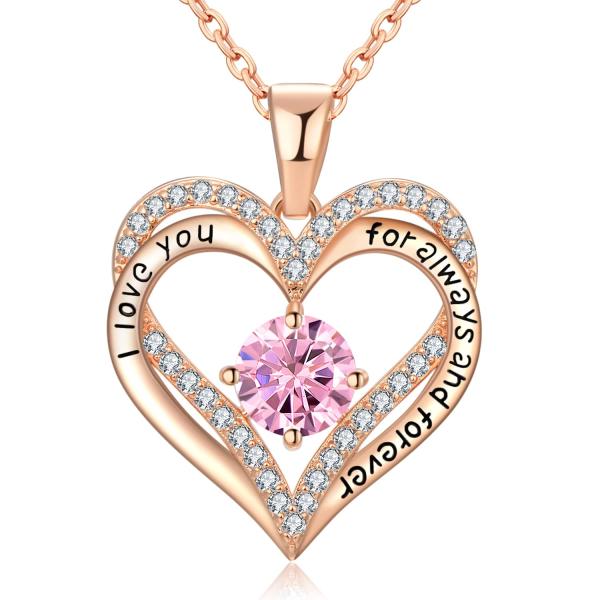 商品名: 18K ローズゴールドネックレス レディース 925スターリングシルバー 母の日ギフト 妻 母 彼女 彼女 誕生日/記念日/ハートペンダントジュエリー, キュービックジルコニア, キュービックジルコニア Lucktree I Lo...