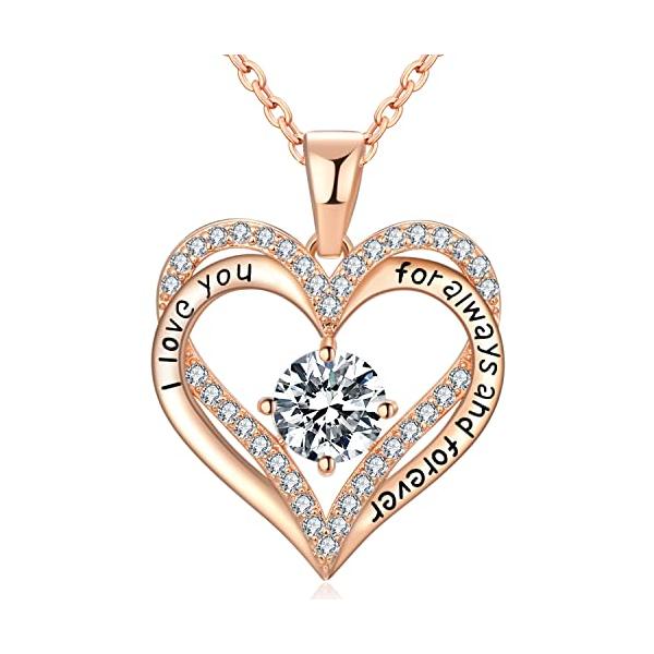 商品名: 18K ローズゴールドネックレス レディース 925スターリングシルバー 母の日ギフト 妻 母 彼女 彼女 誕生日/記念日/ハートペンダントジュエリー, キュービックジルコニア, キュービックジルコニア Lucktree 18K ...