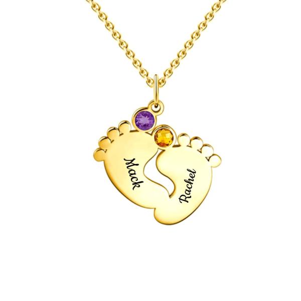 商品名: RMREWY 名前入りネックレス 925スターリングシルバー 刻印入り 赤ちゃんの足ペンダント 人工誕生石 カスタマイズジュエリーギフト 女性 お母さん おばあちゃん, スターリングシルバー, 誕生石。 RMREWY Person...