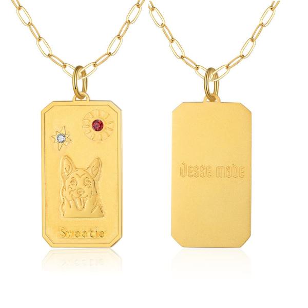 商品名:  Lovejewelry Personalized Dog Tags Gold Necklace with Birthstones Custom Engraved Name Pet Dog Necklaces for Men Wo...