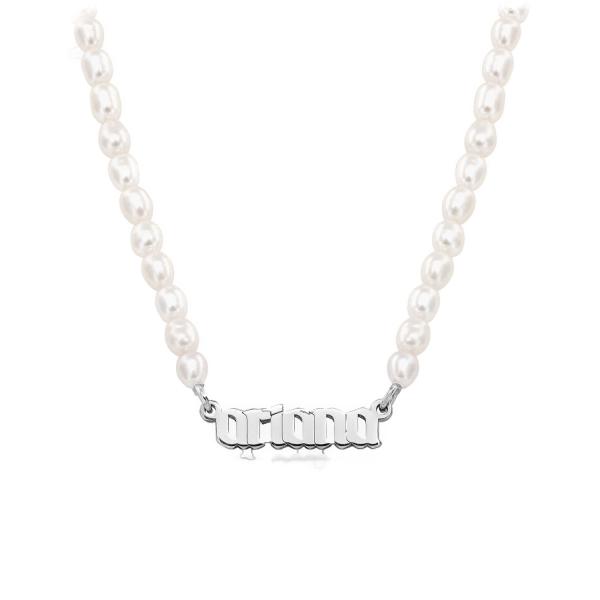 商品名:  Oak&amp;Luna - Dainty Custom Pearl Name Necklace/Personalized Gift for Woman/Mother's Day, Birthday Gift in 925 St...