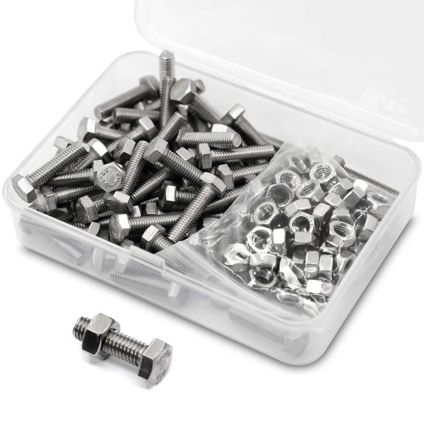 商品名: (50セット) M5-0.8 x 16mm 六角頭ボルトとナットセット 304ステンレススチール フルスレッド ブライト仕上げ 機械糸 (50 Sets) M5-0.8 x 16mm Hex Head Bolts and Nuts...