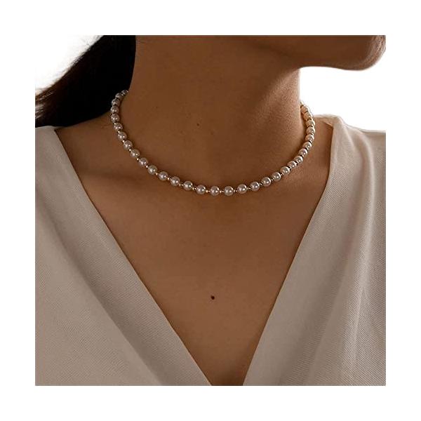 商品名: Asphire ボヘミアン ビンテージ パール チョーカー ネックレス ゴールド ビーズ ネックレス ボーホー カラー ネックレス プロム パーティー フェスティバル アクセサリー レディース 十 ガールズ (スタイル 5) As...