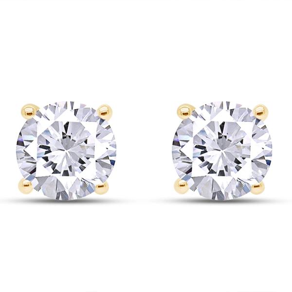商品名: SAVEARTH DIAMONDS 10K イエローゴールド ポスト 2.00カラット 6.5mm ラウンドカット モアッサナイト 人工ダイヤモンド 4プロング スタッドピアス スターリングシルバー プッシュバックジュエリー レデ...