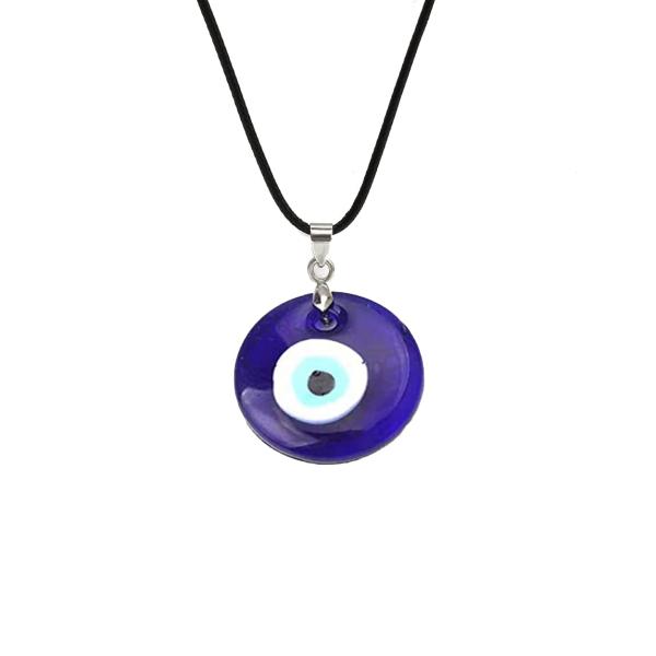 商品名: COLORFUL BLING トルコブルーイーヴィルアイペンダントネックレス レザーロープチェーンコードガラス邪眼保護ラッキージュエリー, 金属 ガラス レザー, ガラス COLORFUL BLING Turkish Blue E...