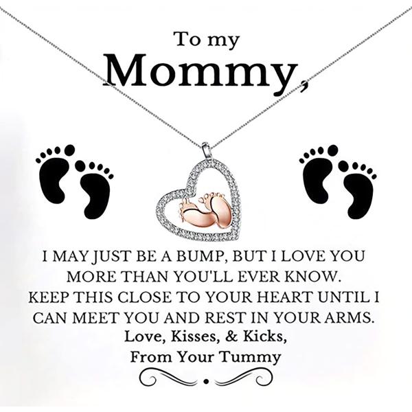 商品名:  NINE GAD Footprint Design Heart Necklace for Women Mother's Day Gift Jewelry Shiny Unique Hollow Pendant Necklaces...