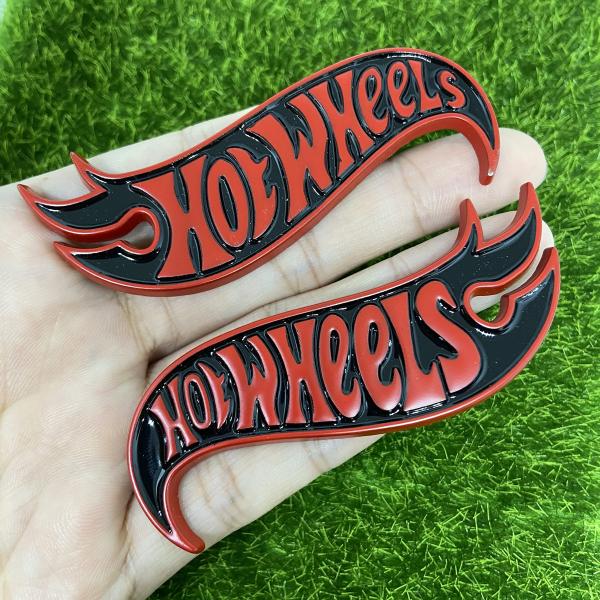 商品名:  1 Pair Set Hot Wheels Stickers 3D Metal Emblems Side Fender Badge Cover Decal for Car Truck Motorcycle (Red/Black)...