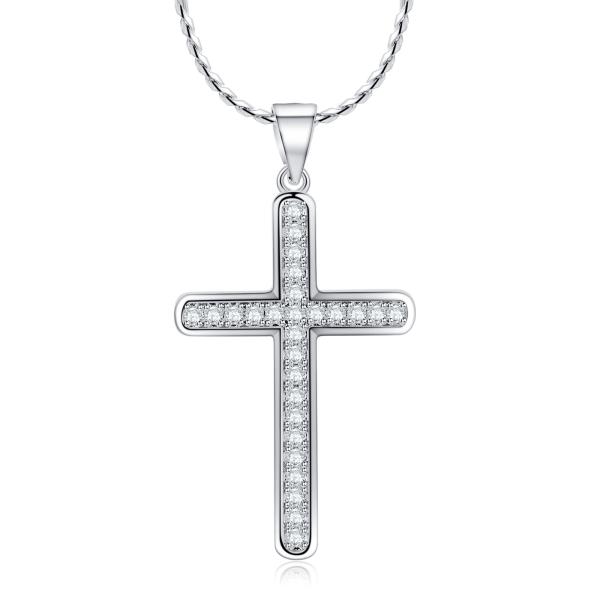 商品名:  Esbbela Cross Pendant Necklace for Women Men 14K White Gold Plated Cubic Zirconia Simple God Lords Prayer Classic ...