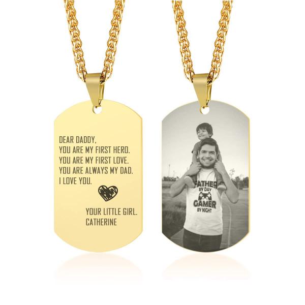 商品名: MEALGUET パーソナライズドグネックレス ステンレススチール お父さん用 カスタム写真テキスト アーミードッグタグペンダントネックレス 父 夫 息子 カスタマイズされた写真ネックレス メンズ レディース お父さんへのギフト,...