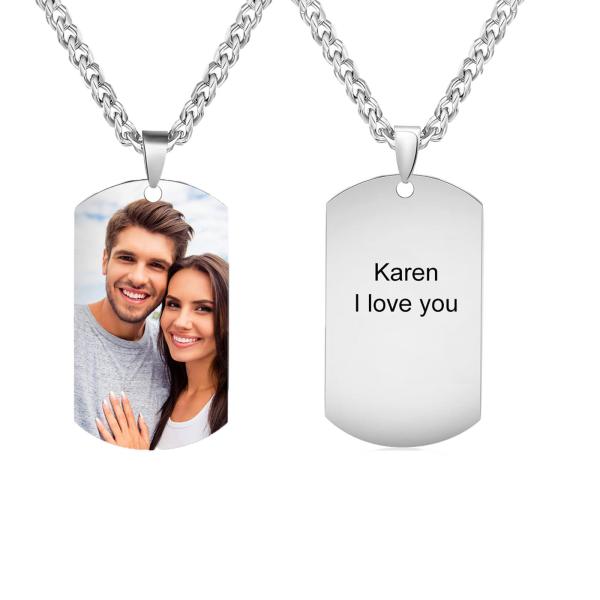 商品名:  ROSI Personalized Photo Necklace Custom Your Memory Picture Pendant Engraved Image Text Name Date Stainless Steel ...