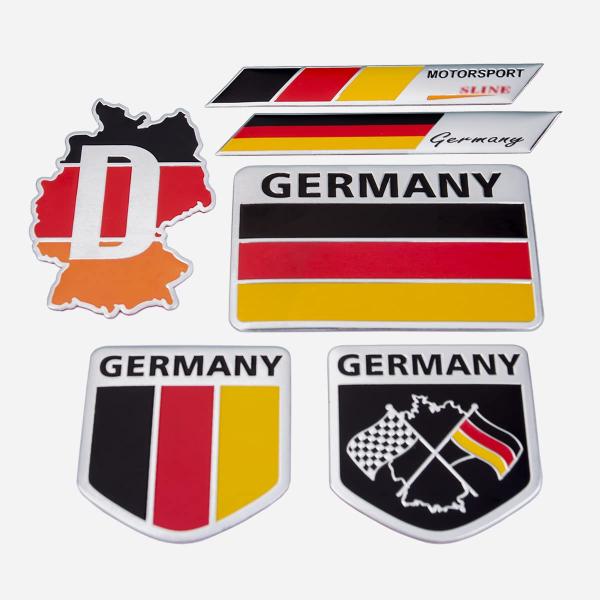 商品名: JINZHAO ドイツ国旗 デカール ステッカー エンブレム アルミ合金製 ドア、窓、ガラス、電話、ノートパソコン、スクーター、ボートなどに最適 (A-1) JINZHAO 6pcs German Germany Flag Dec...