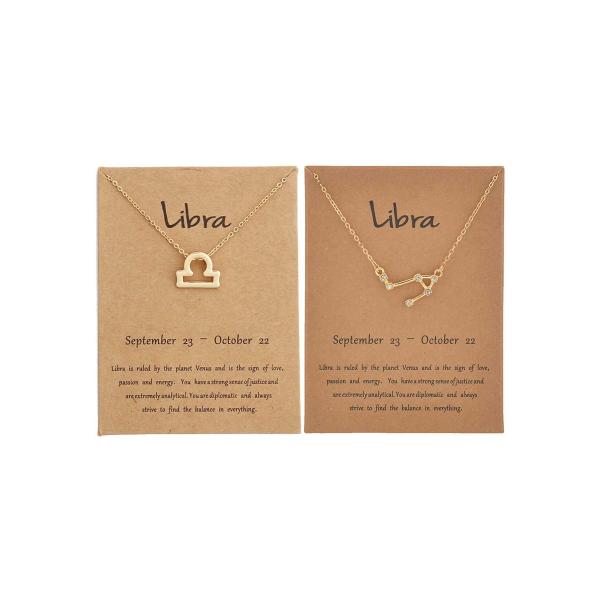 商品名: 2個 シルバー ゾディアック ネックレス 女性用 12星座 サイン ネックレス CZ 占星術 星座 星 ネックレス メッセージカード付き, 銅, その他 2Pcs Silver Zodiac Necklace for Women ...