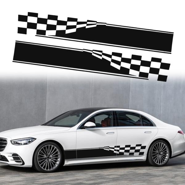 商品名: RUIANTE スポーツ レーシング ストライプ ステッカー 車体 ドア サイド ストライプ 格子 グラフィック ビニール デカール デコレーション すべての車用 SUV オフロード 車 ユニバーサル ステッカー アクセサリー (...