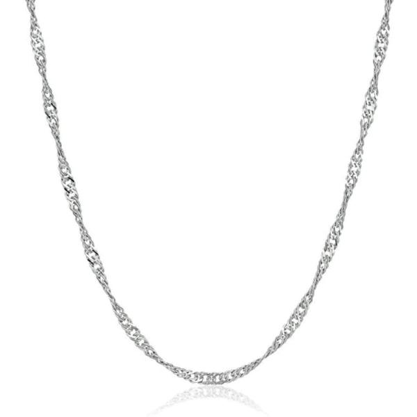 商品名: Gemschest 925スターリングシルバー チェーンネックレス 1.4mm シンガポールチェーンネックレス 18インチ レディース ガールズ 薄くて丈夫 低刺激性 シルバー 交換用チェーンネックレス, スターリングシルバー, ...