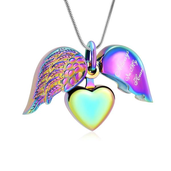 商品名:  mingkejw Cremation Jewelry Angel Wing Heart Urn Necklace for Ashes for Women Men Memorial Keepsake Human Pet Ashes...