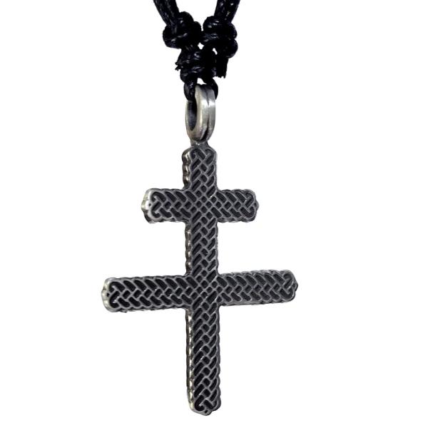 商品名: クルザド騎士 オーダー テンプラー 家父長制 ゴッド ロレーヌの十字架 聖ユーフロシンネ シルバー ピューター メンズ ペンダント ネックレス ラッキーチャーム 安全 旅行 タリスマン 保護 お守り 黒 調節可能なコード Cruz...
