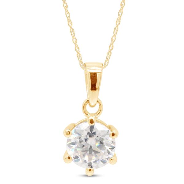 商品名: SAVEARTH DIAMONDS 6プロング ソリティアスタイル 1カラット 6.5mm ラウンドカット 人工モアッサナイトダイヤモンドペンダントネックレス 女性用 14Kゴールドオーバー スターリングシルバー18インチチェーン...