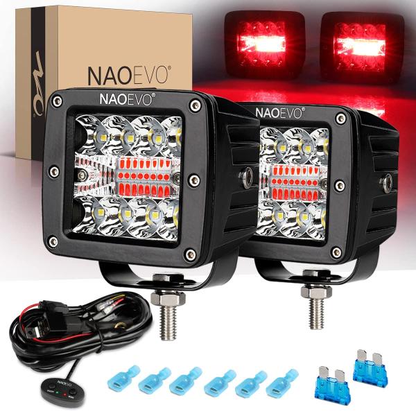 商品名:  NAOEVO 3Inch Strobe LED Light Pods, Red White Automotive Emergency Lights with Memory Reset Function, 5 Modes Cube...