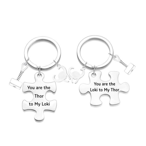 商品名: Thor and Loki フレンドシップ キーチェーンセット ロキワニ ネックレス 女性用 ロキ好き コスプレ ジュエリー ベストフレンドギフト, Loki to My Thor パズル K セット, 3cm ZWYQWN Th...