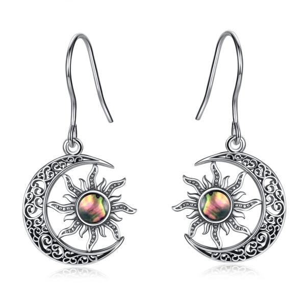 商品名:  NFUSEU Sun and Moon Earrings for Women Teen Girls 925 Sterling Silver Witch Jewelry Crescent Half Moon Dangle Ear ...